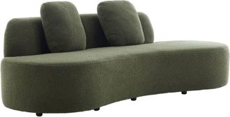 Sweeek Sweeek - Canap&eacute; virgule organique 3 places en tissu bouclette l 232 x p 97 x h 68cm en Bouclette Kaki