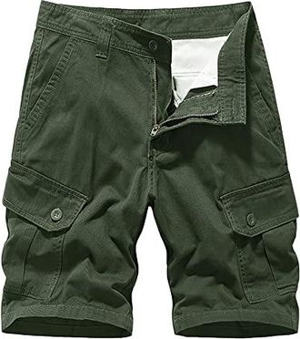 Generic Pantalon cargo pour homme - Taille &eacute;lastique - Coupe d&eacute;contract&eacute;e - L&eacute;ger - Pour la p&ecirc;che, la randonn&eacute;e, le travail, vert militaire, 31W