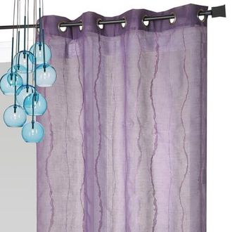 HOME MAISON Homemaison Gardine aus Etamin, Bestickt, vertikale Wellen, 100% Polyester, transparent, Blickdicht, Metall&ouml;sen, &Oslash; 4 cm, f&uuml;r Fenster, Wohnzimmer, Schla