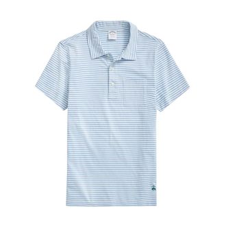 Brooks Brothers Blaues und Wei&szlig;es Vintage-gewaschenes Baumwoll-Feeder-Streifen-Poloshirt - - Tops - Herren - Mehrfarbig - S