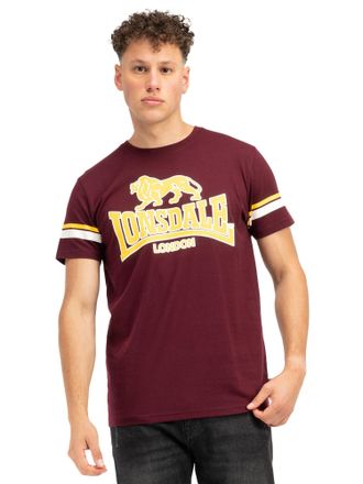 Lonsdale Herren T-Shirt Normale Passform METHLEY Oxblood/Yellow/White L