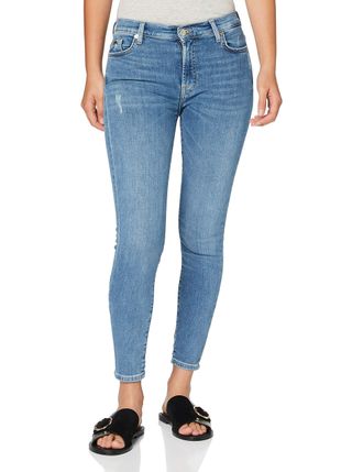 7 For All Mankind Womens Skinny Jeans, MID Blue, 27