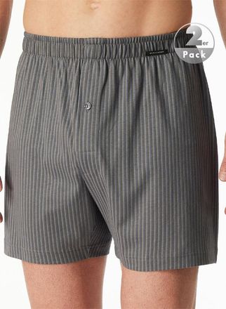 Schiesser Herren Boxershorts schwarz Reine Baumwolle Gestreift,unifarben