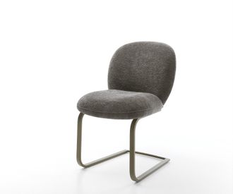 DELIFE Freischwinger Nube-Flex Boucl&eacute; Soft Schlamm Freischwinger flach Effektfinish Titan Taschenfederkern, Esszimmerst&uuml;hle