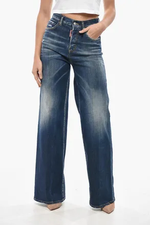 Dsquared2 Denim Wide-Leg Traveller-Fit Jeans Dark Wash 30cm Dsquared2
