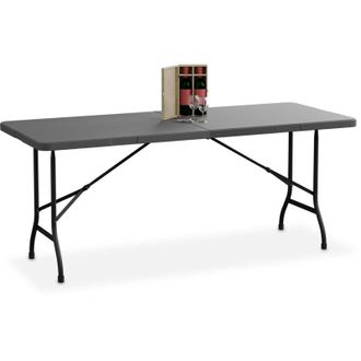 Relaxdays Relaxdays - table de jardin pliante, 72 x 180 x 74 cm, plastique et acier, 8 personnes, table de camping, grise