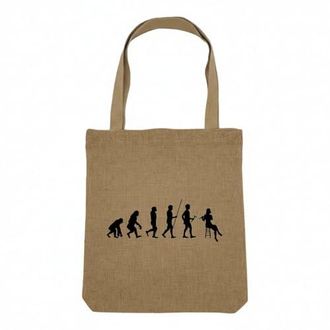 Fabulous Sac Shopping Tote Bag Aspect Lin - Evolution Flute Orchestre Musique Instrument Musicien - Sac de Courses Toile Epaisse 360g Beige Naturel Cabas Port&eacute;