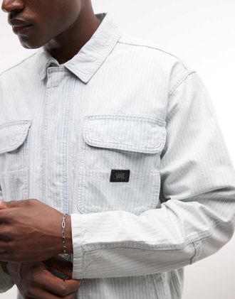 Vans Umber - Gestreifte Jeansjacke in Hellblau