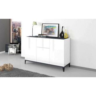 Dmora Kommode Ddybal, K&uuml;chen-Sideboard mit 3 T&uuml;ren und 1 Schublade, Wohnzimmer-Buffet, K&uuml;chen-Sideboard, 100% Made in Italy, 120x40h82 cm, Wei&szlig; gl&auml;nzend