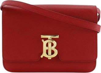 Burberry Pre-owned Petit Sac Bandouli&egrave;re Grain&eacute; TB en Cuir de Veau - Femme - Pre-owned - Rouge - Taille: ONE Size