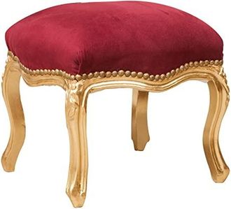 Biscottini International Barockbank im französischen Stil, 45 x 42 x 45 cm, Elegante Schlafzimmerbank aus Stoff, Rot