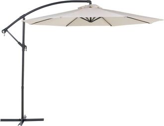 Beliani Beliani - Parasol de Jardin 300 cm Tissu Polyester Beige Clair Ouverture &agrave; Manivelle