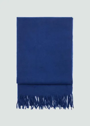 Mango &Eacute;charpe &agrave; franges bleu - Femme - Taille unique - MANGO