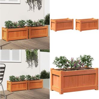 vidaXL Pflanzk&uuml;bel 2 Stk. Wachsbraun Massivholz Kiefer - Holzpflanze - K&uuml;beln - Blumenerde - Balkonpflanzen - Gartendeko - Home & Living