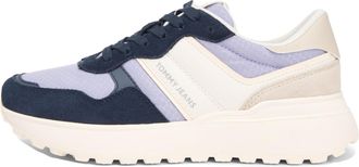 Tommy Jeans Damen Tjw Cleated Runner Suede Mix En0En02921 Low Top, Blue (Dark Night Navy), 38 EU
