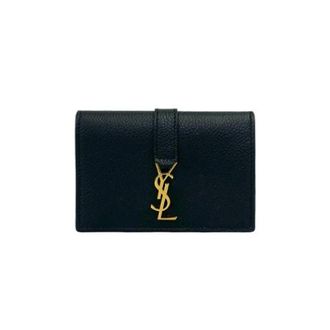 Saint Laurent Pre-owned Cassandra Leather Card Case - Femme - Pre-owned - Noir - Taille: ONE Size
