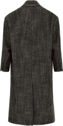 Ami Herringbone Virgin Wool Coat - Black