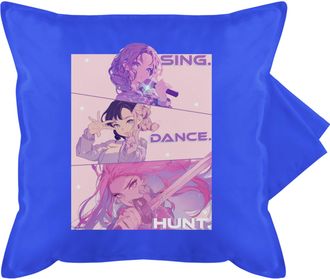 Shirtracer Kissenbezug - Anime Kissen - Sing. Dance. Hunt. - Kost&uuml;m K-Pop Merch - 50 x 50 cm - Blau - Hunters kpop Pillow case k pop d&auml;monhunter. bezug Hunter d&auml;