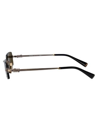 Miu Miu 0MU Old Gold Metal Rectangle Sunglasses - Gold