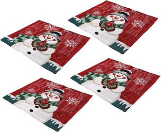 Cabilock 4st&uuml;cke Weihnachten Schneemann-Motiv Platzset Tischset mit Schutzfunktion f&uuml;r Restaurants und Zuhause als Tischunterlage und Dekoration f&uuml;r Festivals