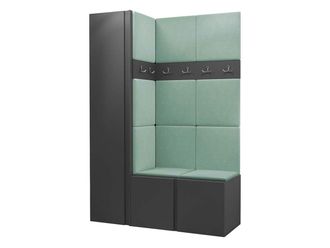 Mirjan24 Garderoben-Set Monati IX, Kleiderschrank, Schuhschrank mit 6 F&auml;cher, 2X Kleiderhakenbrett, Gepolstertes Paneel/Wandpaneel, 8 Doppelhaken, Flurgarderob