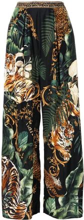 Camilla pantalon ample en soie &agrave; m&eacute;lange dimprim&eacute;s - Noir