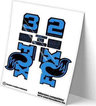 Generico Ref: VP635 Radgabel Fox 32 STEP-CAST PERFORMANCE 2025-2018, MTB, Aufkleber, Vinyl f&uuml;r Mountainbikes (BLUE-517)