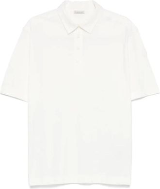 Moncler Homme, Tops, Blanc, Taille: M Polo &agrave; Patch Logo