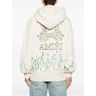 Amiri Logo and Flame-Embroidered Sweatshirt - Beige
