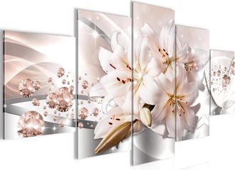 Runa Art Bilder Blumen Lilien 200 x 100 cm 5 Teilig XXL Wanddekoration Design Beige Grau 021851a