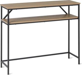 Amazon Basics Rechteckiger Konsolentisch mit Ablage, Stahlrahmen, 30cm (T) x 100cm (B) x 80cm (H), Eichenholzoptik