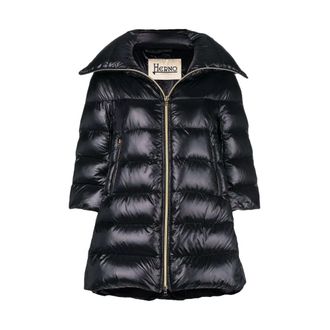 Herno Schwarzer Puffer Front Rei&szlig;verschluss Mantel - - Jackets - Damen - Schwarzk - 2XL