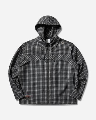 Roa Men s Aair FloWeave Printed Check Long Sleeve Hooded Shirt Anthracite