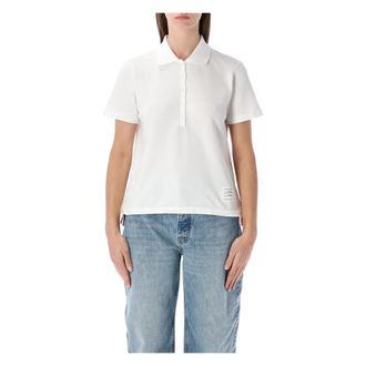 Thom Browne Classic Pique Relaxed Fit Center Back Stripe Polo - - Tops - Damen - Wei&szlig; - 2XS