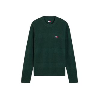 Tommy Jeans Pull Col Rond &agrave; Rayures Tonales - Homme - Pulls - Vert - Taille: XS