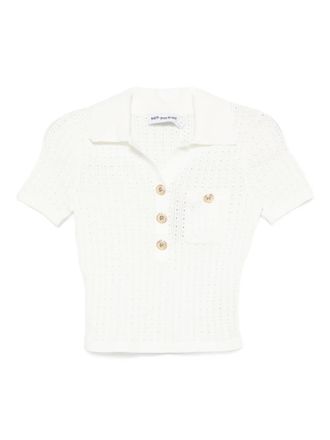 Self Portrait polo en maille pointelle - Blanc