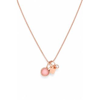 Fossil Femme, Accessoires, Rose, Taille: ONE Size Collier Sutton Coeur et Quartz Rose