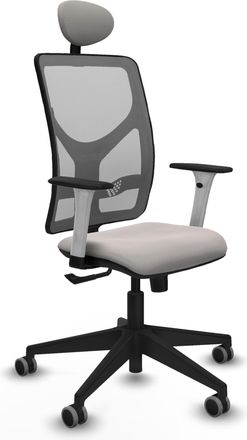 Piqueras y Crespo Schreibtischstuhl in Grau und Wei&szlig;, mit wei&szlig;en und schwarzen Armlehnen, h&ouml;henverstellbare Lendenwirbelst&uuml;tze und festes Kopfteil, Grau/Wei&szlig;