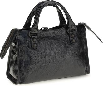 Balenciaga Womens Shoulder Bag Le City Mini Black Lambskin Leather