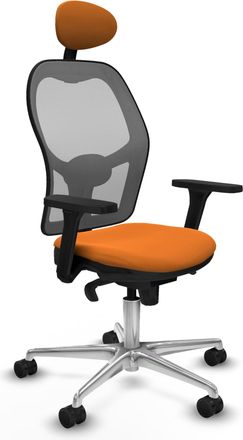 Piqueras y Crespo B&uuml;rostuhl mit 3D-Armen, h&ouml;henverstellbarer Lendenwirbelst&uuml;tze und festem Kopfteil, ausgestattet mit 5 Positionen und injiziertem Schaumstoff, Grau/Ora
