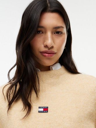 Tommy Jeans Stehkragenpullover TJW MOCKNECK BADGE SWEATER EXT Materialmix
