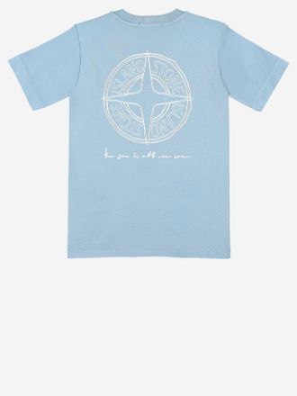 Stone Island Boys T-Shirt Light Blue Cotton T-Shirts And Polos