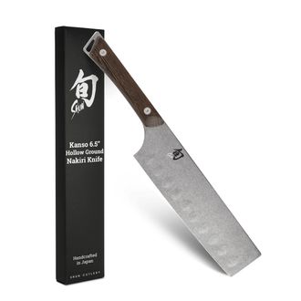 Shun Hollow-Ground Nakiri 6.5 Inch Vegetable Knife Kanso Series, Stainless-Steel Blade, Professional Quality - Wood/Stainless Steel