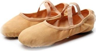 Minkissy Chaussures de Danse &Eacute;lastiques pour Adultes Semelle Antid&eacute;rapante Souple Adapt&eacute;es Ballet et Danse Moderne Camel