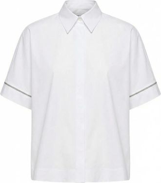 PESERICO Femme, Blouses et Chemises, Blanc, Taille: 36 FR Chemise &agrave; Manches Kimono en Popeline