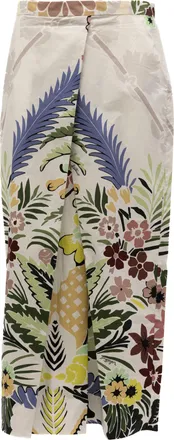 Valentino Garavani Women Skirt With Floral Details Beige Pattern