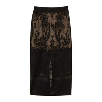Twinset Jacquard-Strick Midirock mit Futter - - Skirts - Damen - Schwarzk - M