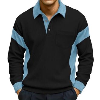 Generic Polo classique boutonn&eacute; pour homme, coupe classique, chemise vintage d&eacute;contract&eacute;e, haut basique doux, l&eacute;ger et respirant, bleu marine, XXL