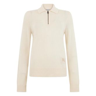 Burberry Pullover mit Rei&szlig;verschlusskragen aus Kaschmir - - Knitwear - Damen - Beige - XS