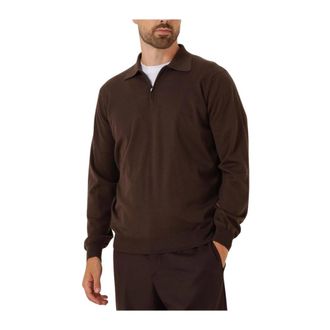 FILIPPO DE LAURENTIIS Truien Leurink Exclusives Polo Zip Ml R Merino - - Tops - Herren - Braun - 2XL